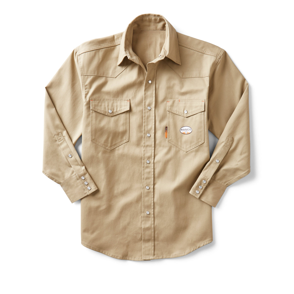 Rasco FRメンズRascoシャンブレーFlame Resistant Workシャツ カラー: ベージュ Rasco-FR-FR1003KH-Khaki-